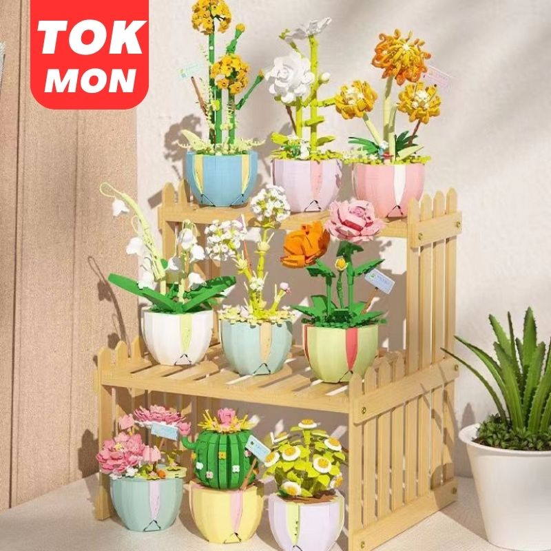 Jual Tokmon Mainan Bunga Buket Blok DIY Partikel Blok Bangunan Flower ...