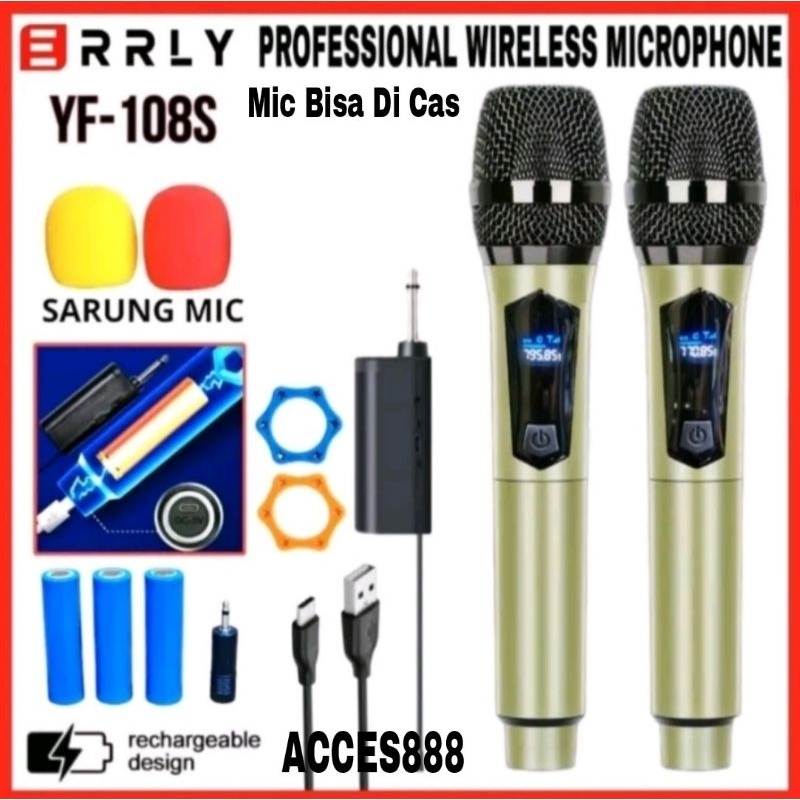 Jual Mic Microphone Karaoke Profesional Wireless YF-108S UHF Double Free Sarung Mic | Shopee ...