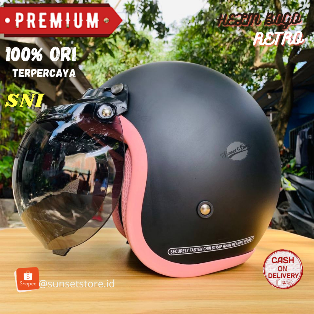 Jual Helm Wanita Bogo Hijab Sni Retro Injak Ori | Shopee Indonesia