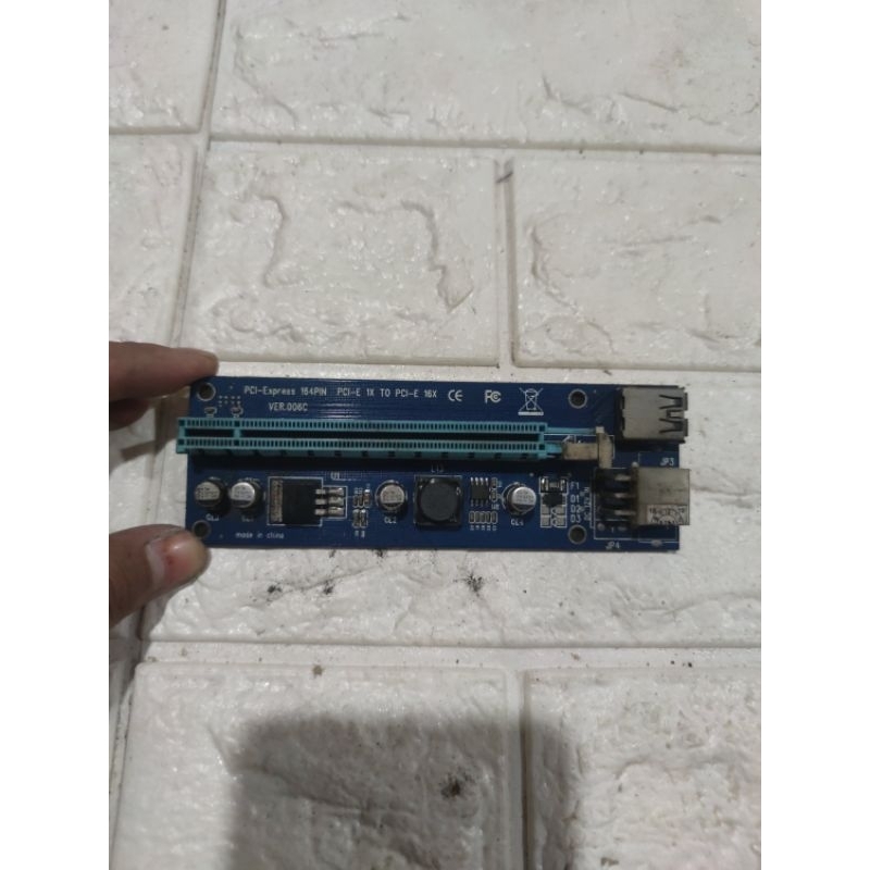 Jual PCI-E Express 16x riser board with PCle 6-pin power port for BTC ...