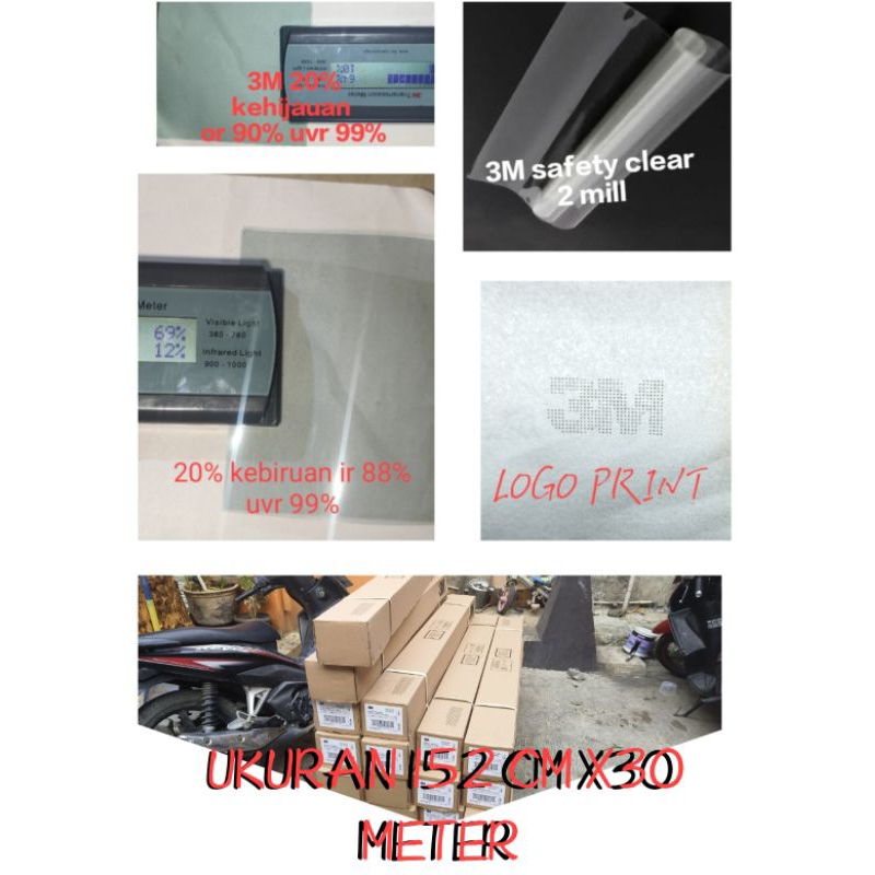 Jual promo 1 roll 3m safety 3m clear bening 3m scurity 20% clear 20% ...