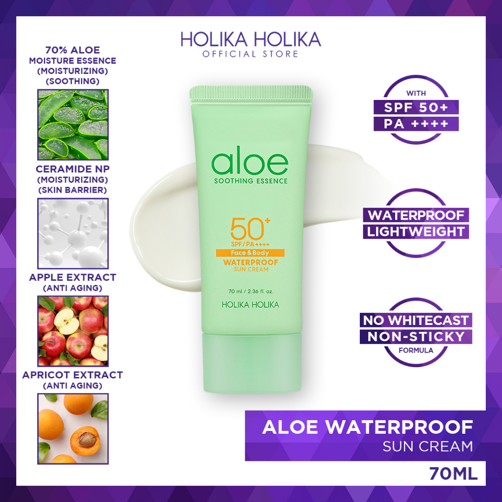 Jual Holika Holika Aloe Waterproof Sun Cream | Suncreen SPF 50+ PA ...