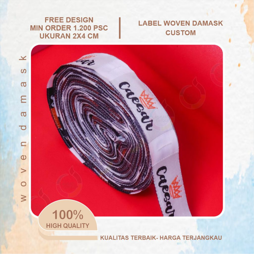Jual ukuran 2x4 cm/woven label/label woven baju/label woven size/label ...