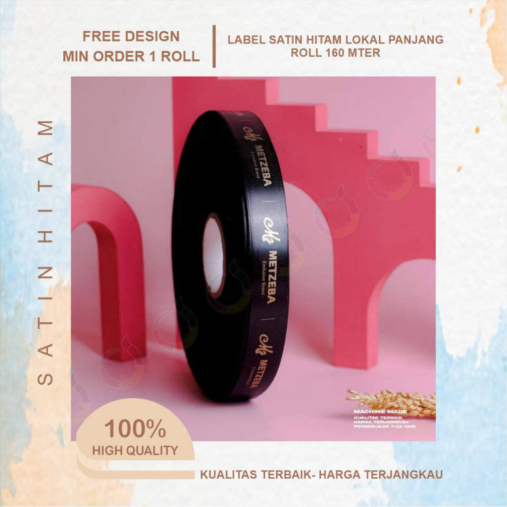 Jual Label Satin Hitam Custom/ Label Satin Hitam Dengan Desain Anda ...