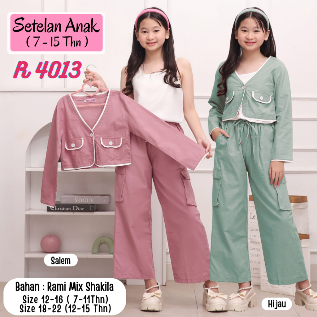 Jual ( 7 - 15 Tahun ) Baju Setelan Anak Perempuan Tanggung Celana Kargo ...