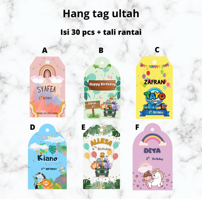Jual Hang tag ulang tahun custom / hang tag acara tasyakuran | Shopee ...