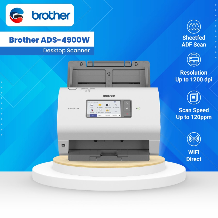 Jual Brother Scanner F4 ADS 4900W Wifi Wireless Desktop Document 60PPM ...