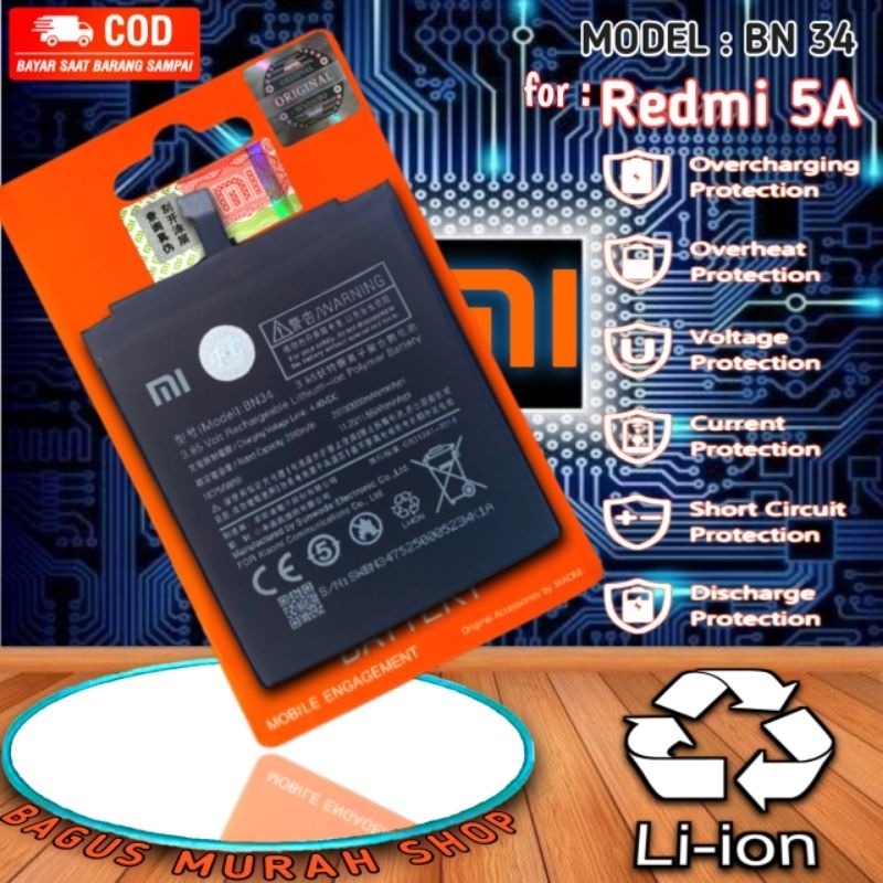 Jual BATERAI BATRE BATTERY REDMI 5A Batrai hp Redmi5A BN34 / BN 34 ...