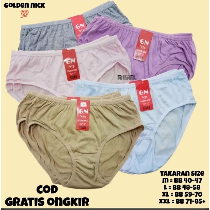 Jual [6-12Pcs] Cd Celana Dalam Wanita Dewasa Golden Nick Lusinan M L Xl Xxl | Shopee Indonesia