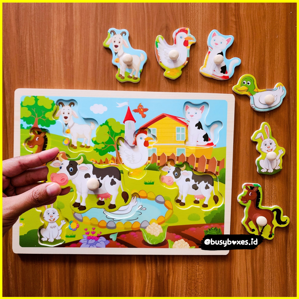 Jual [busyboxes.id] Mainan Edukasi anak puzzle knob Wooden Toys 3D ...