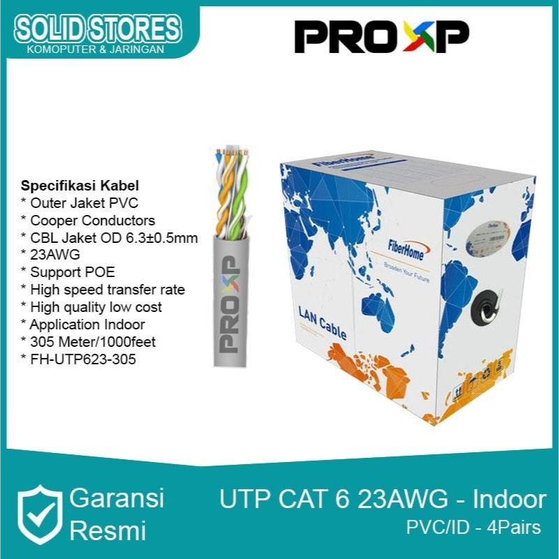 Jual Kabel LAN UTP Indoor CAT 6 23AWG FiberHome 305 Meter | Shopee ...
