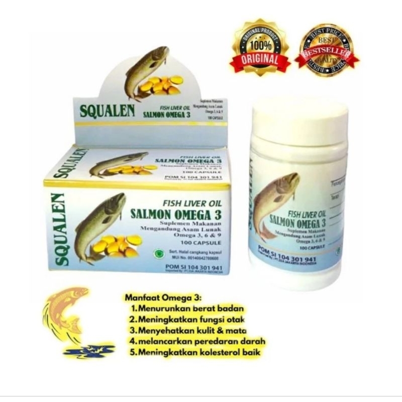 Jual Squalen Fish Liver Oil Minyak Ikan Salmon Omega 3 Suplemen nutrisi ...