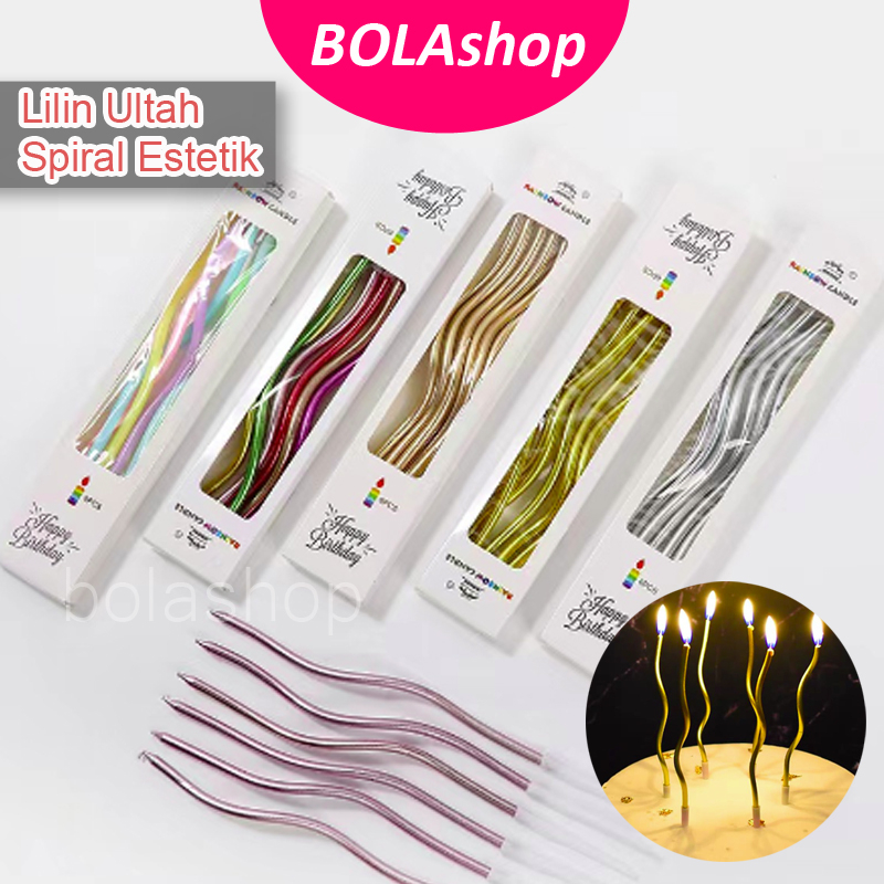 Jual Lilin Ulang Tahun Spiral isi 6 Batang Metalik Tinggi 16 cm Ulir Panjang | Twisted Swirl ...