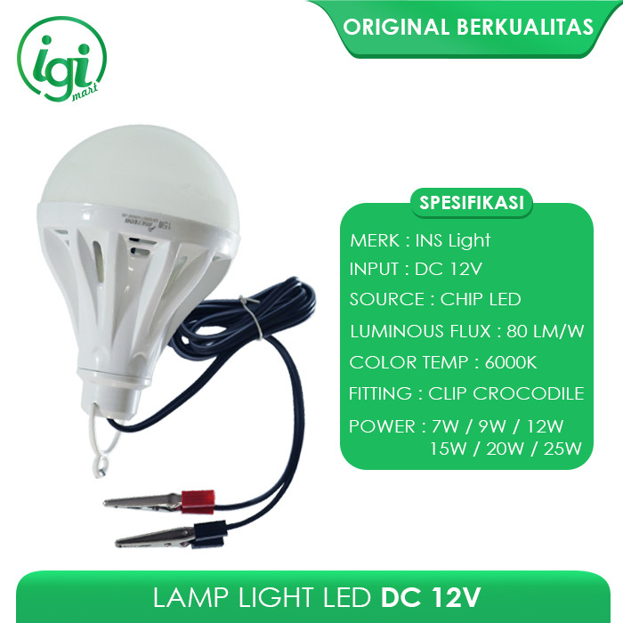 Jual LAMPU LED DC 12V JEPIT AKI BATERAI BOHLAM PORTABLE LIGHT EMERGENCY | Shopee Indonesia