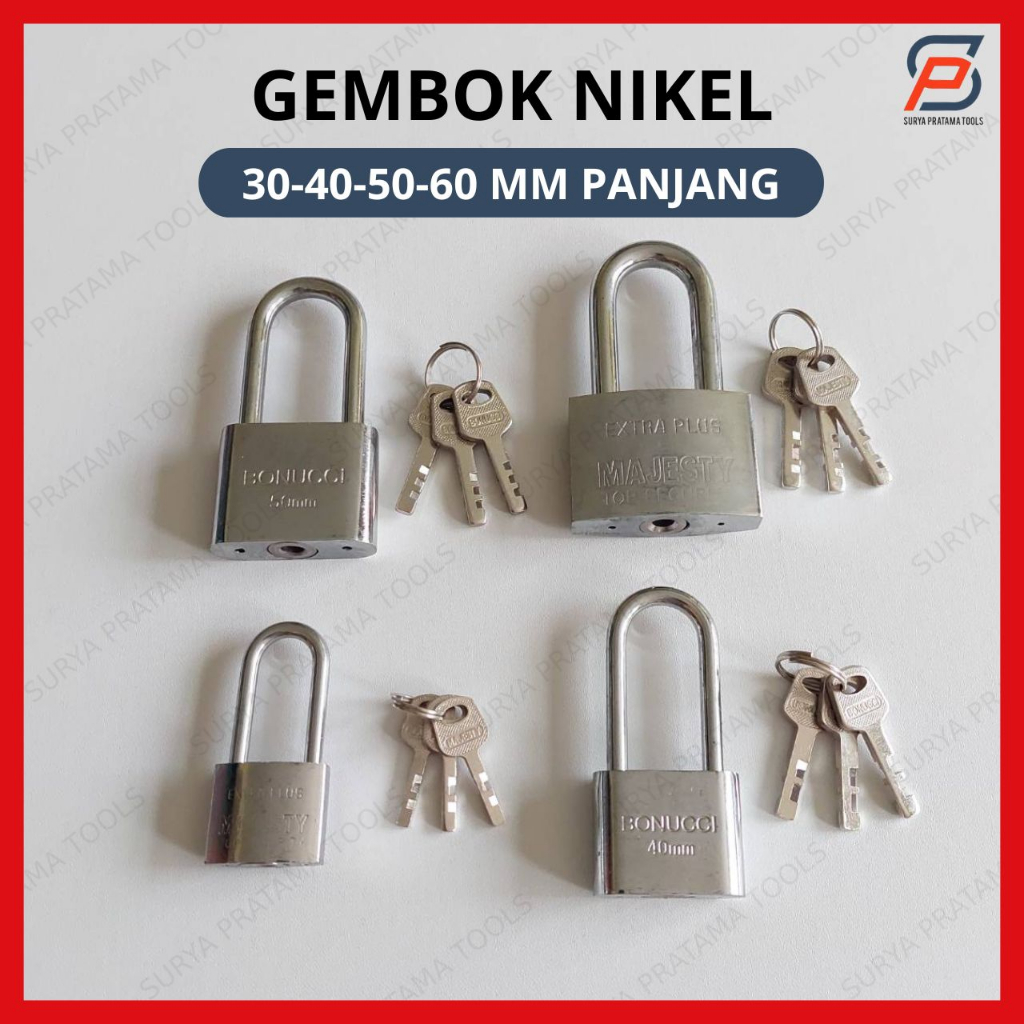 Jual Gembok Nikel Panjang 30mm 40mm 50mm 60mm 30 40 50 60 mm Gembok ...