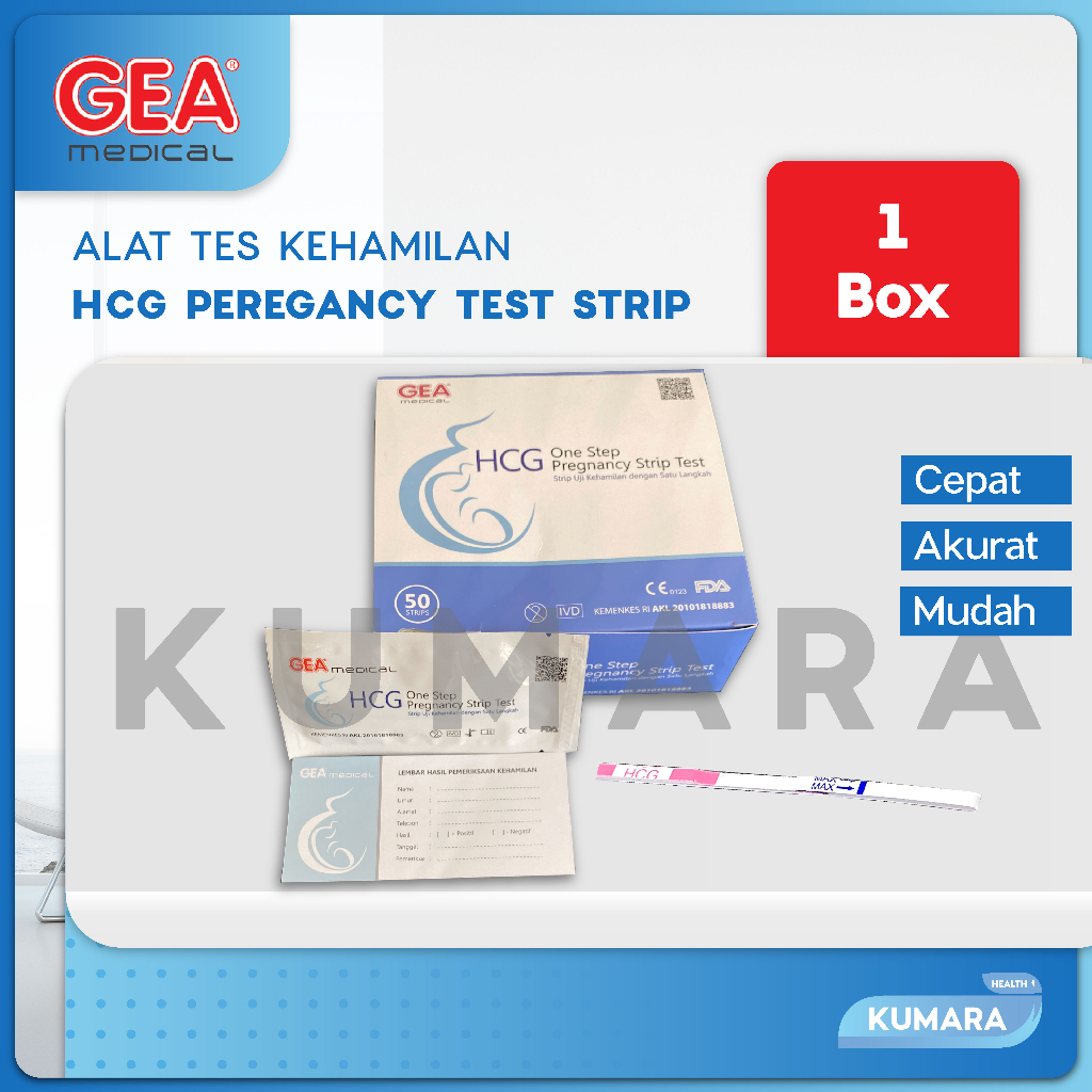 Jual GEA - Tes kehamilan HCG Peregancy Test Strip Box isi 50's | Shopee ...