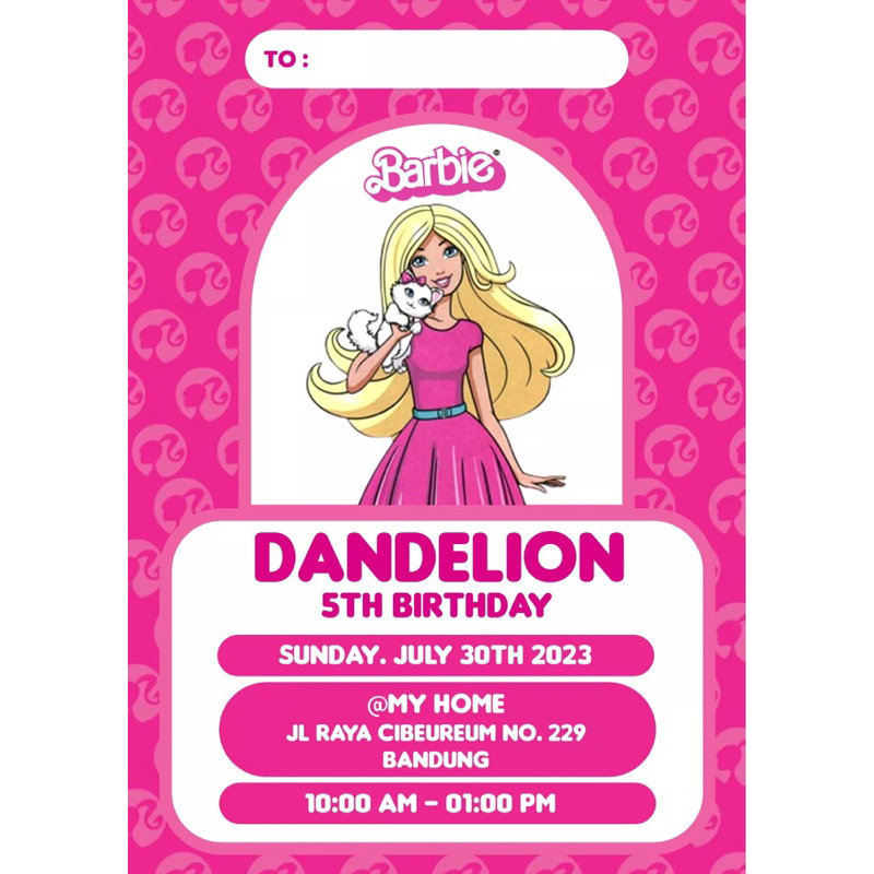 Jual Birthday Invitation / Undangan Ulang Tahun tema Barbie 2 | Shopee ...