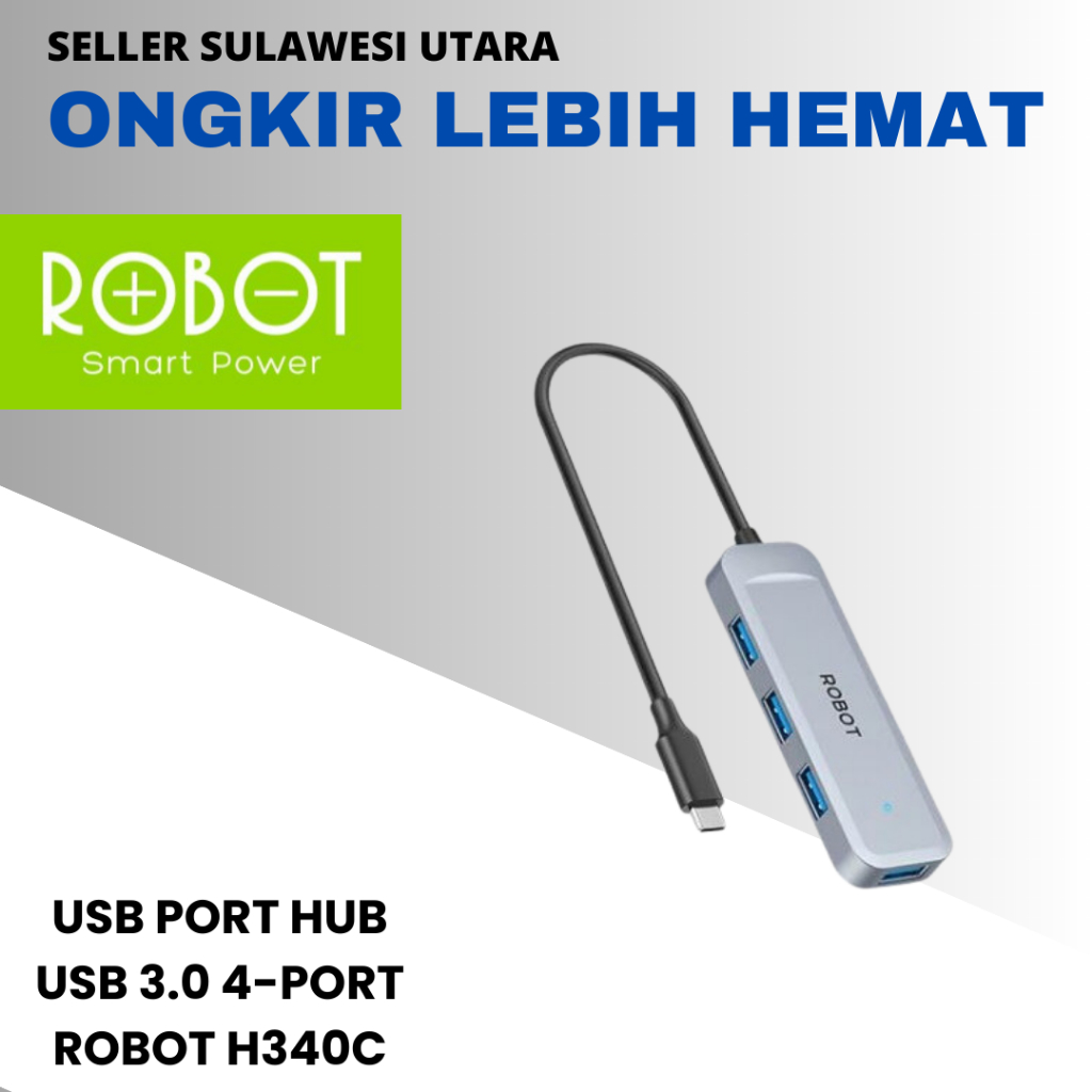 Jual USB PORT ROBOT H340C TYPE-C USB 3.0 4-PORT HUB ORIGINAL ROBOT ...