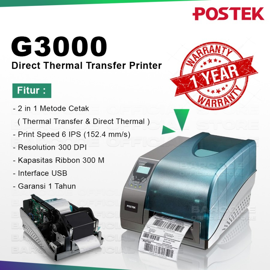 Jual Barcode Termal Printer Postek G-3000 Cetak Label Harga Pengiriman Barang | Shopee Indonesia