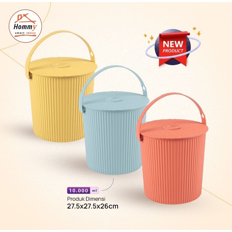 Jual Ember plastik 10 liter gagang Hommy + tutup/ Ember kecil Fino 10 L ...