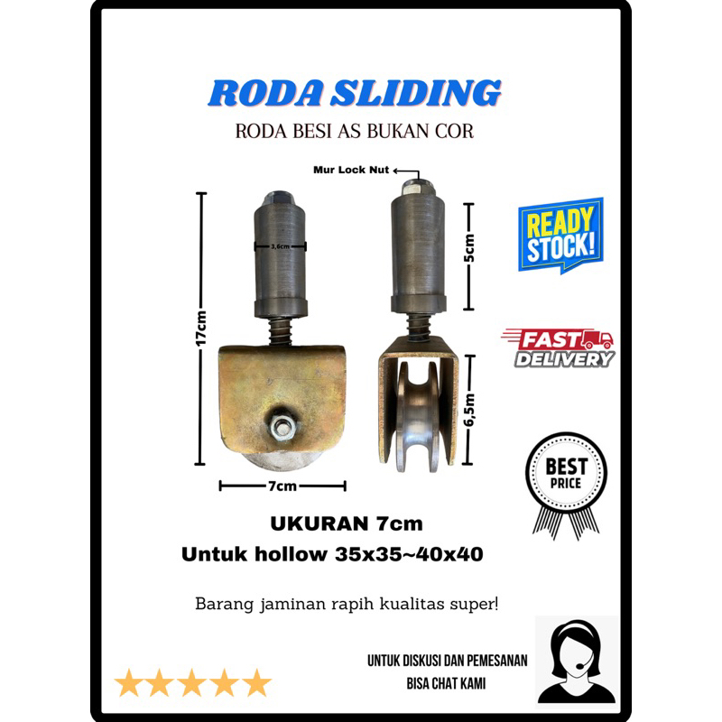 Jual Roda pagar sliding/sleding 7cm roda super anti anjlok roda pintu ...