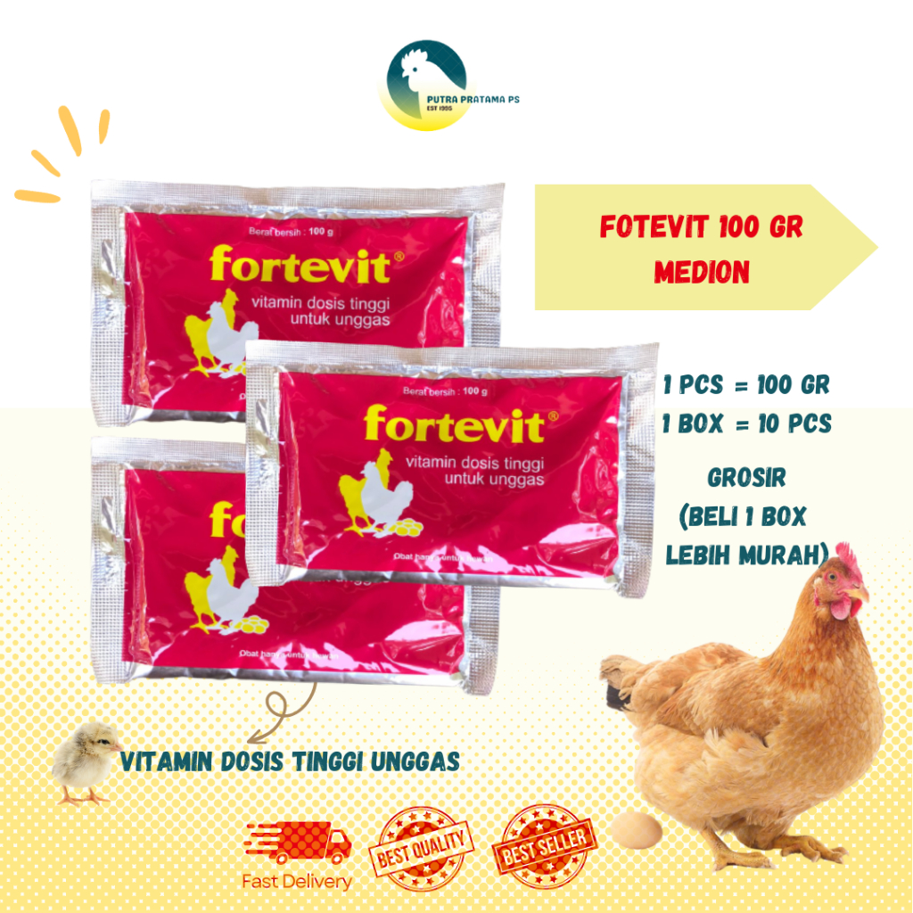 Jual FORTEVIT 100 gram 100gr Vitamin Dosis Tinggi Untuk Unggas | Shopee ...
