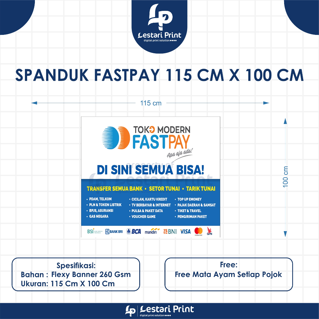 Jual SPANDUK BANNER TOKO MODERN FASTPAY / 115 CM X 100 CM / LESTARI ...