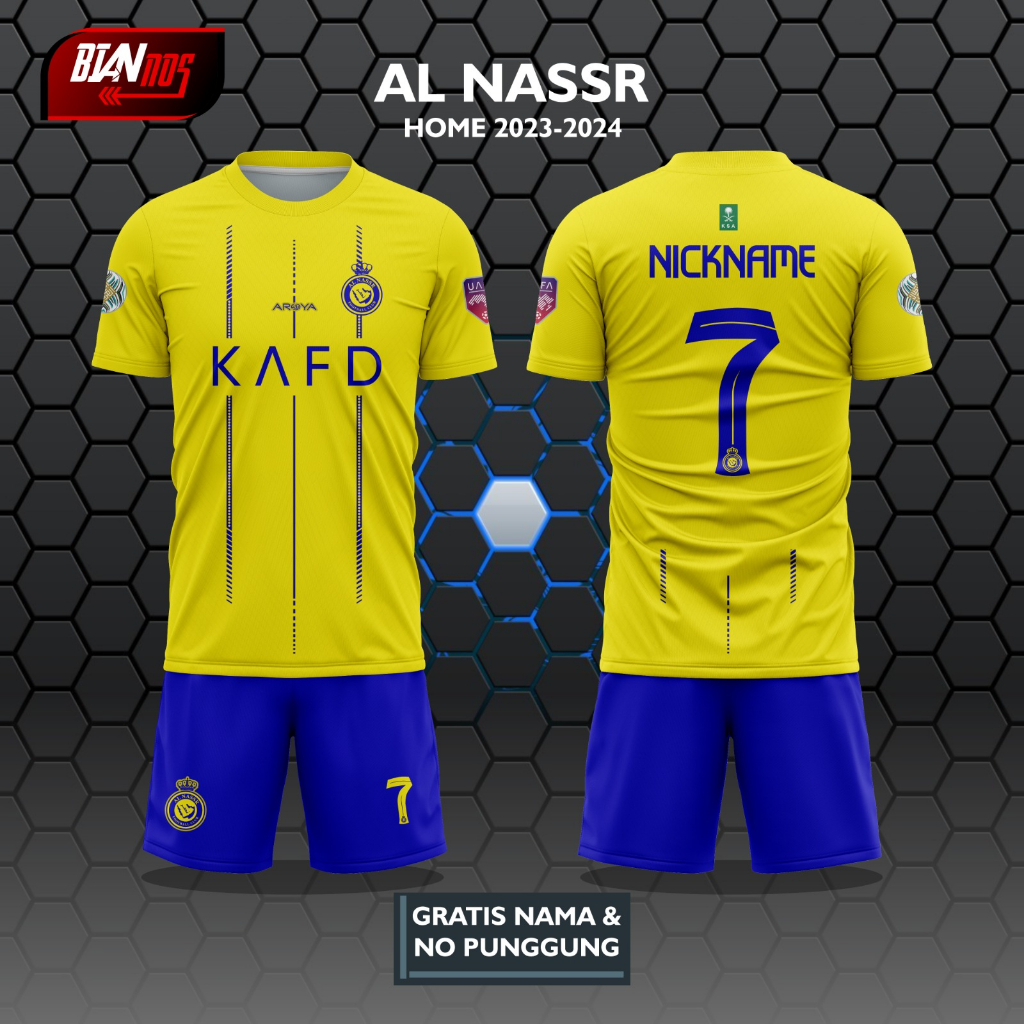 Jual Jersey Bola Al Nassr Home Terbaru 2023 2024 Full Printing Gratis