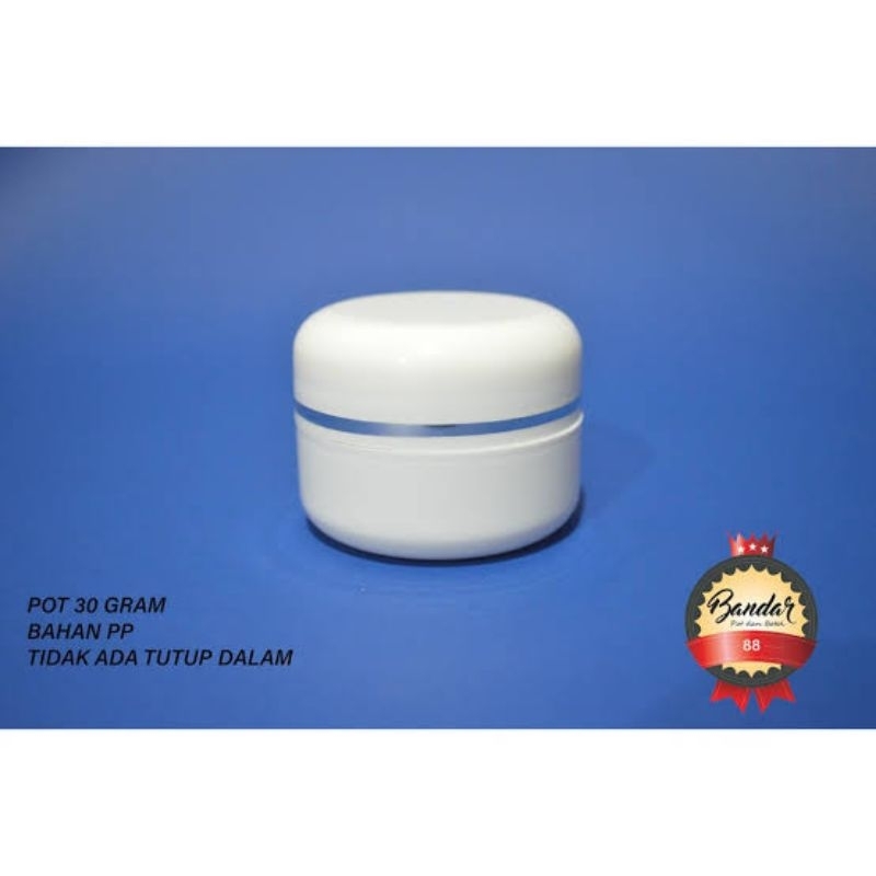 Jual Kemasan Pot Krim 30Gr Putih-putih List Silver | Shopee Indonesia