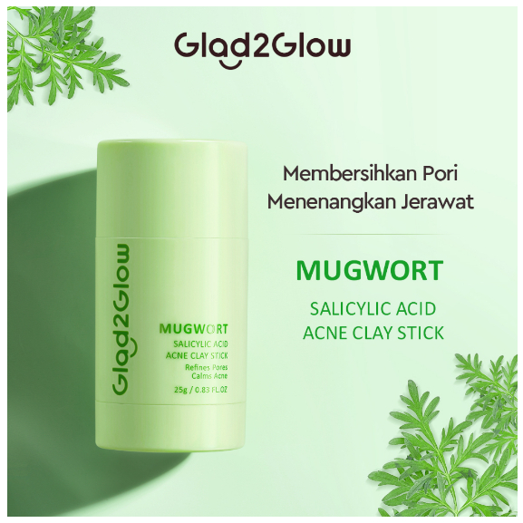 Jual Glad2Glow Mugwort Salicylic Acid Acne clay stick masker acne wajah ...