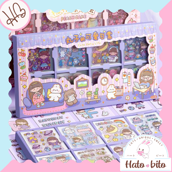 Jual 1 set isi 200 pcs sticker box cute karakter lucu nini momo kawai ...
