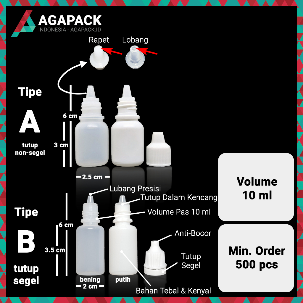 Jual Botol Tetes 10 ml Tutup Segel 10ml Plastik Cat Tinta Stempel ...