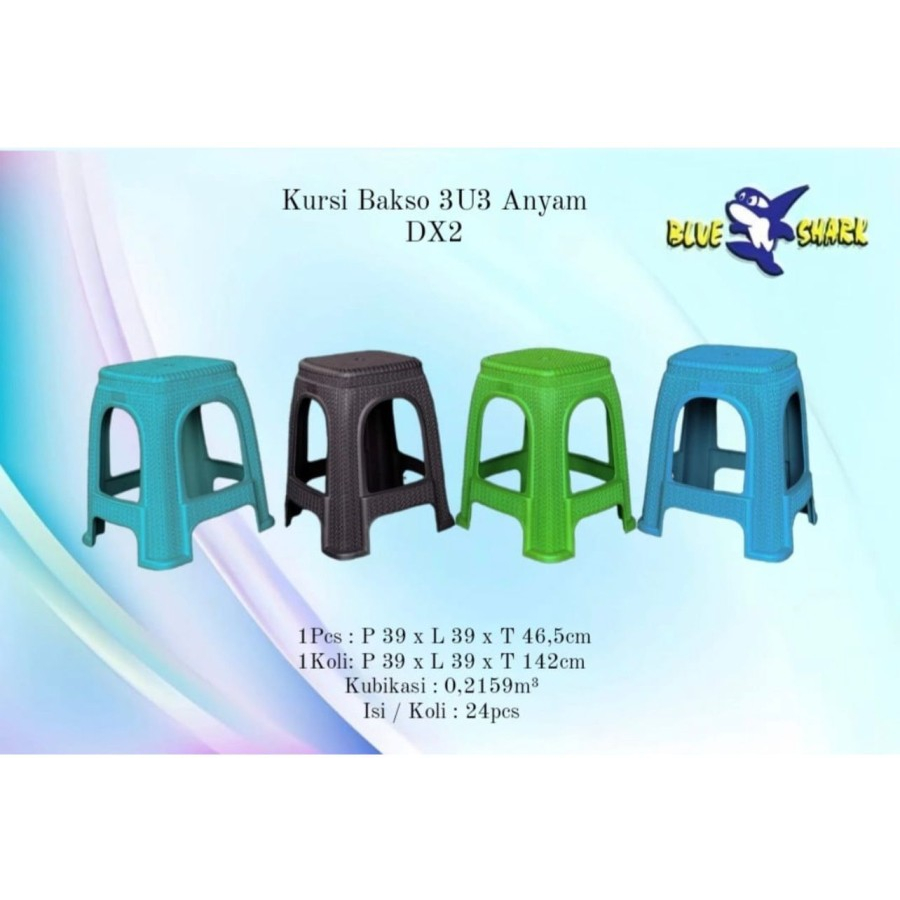 Jual Kursi Bakso Plastik 3U3 Rotan Anyam DX2 Blue Shark | Shopee Indonesia