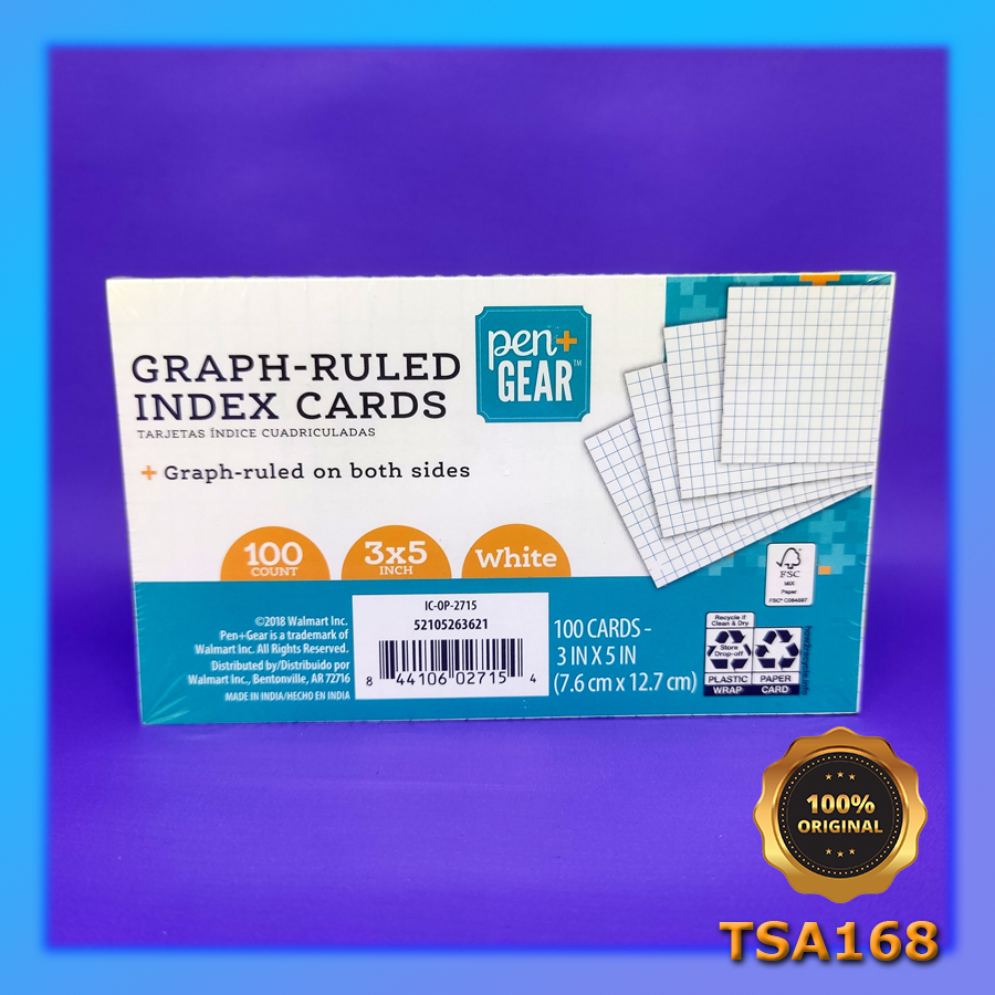 Jual Pen + Gear Graph-Ruled Index Cards, White, 100 Count, 3" x 5 ...