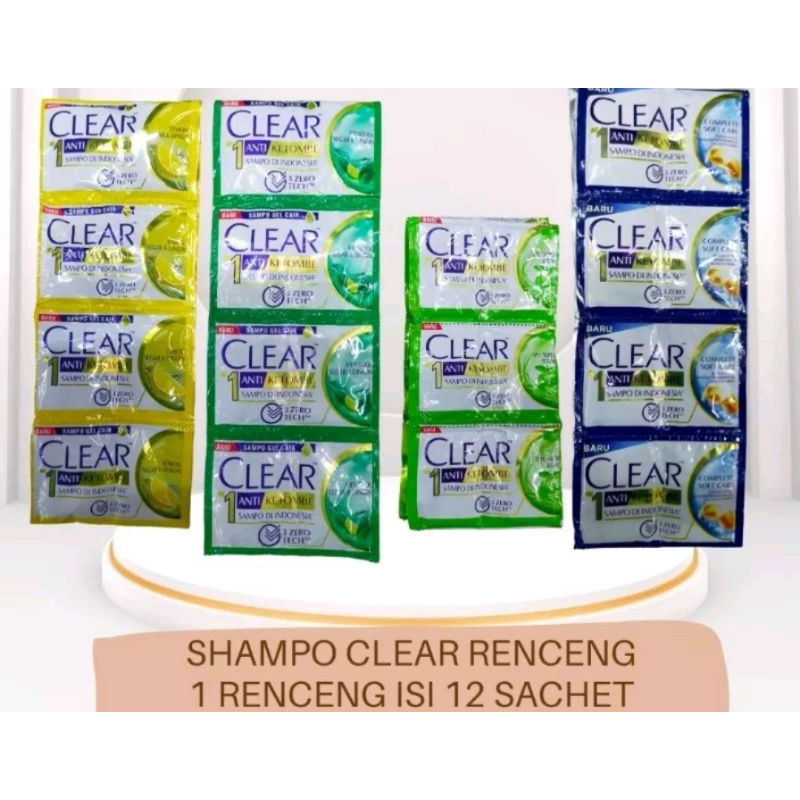 Jual Shampo clear sachet 1 renceng isi 12 sachet 9 ml. | Shopee Indonesia