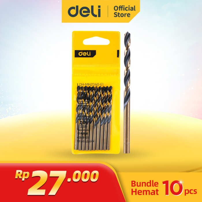 Jual Bundle Hemat Deli Mata Bor Besi HSS 4mm 1 Pack 10 Pcs EDH-MHZ040 ...