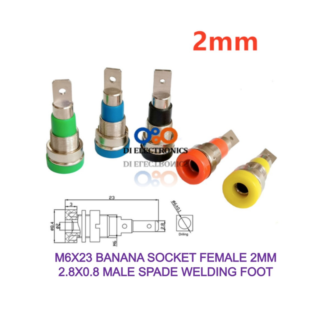 Jual M6x23 2mm Banana Socket Female Binding Post Nut Panel Mount with ...