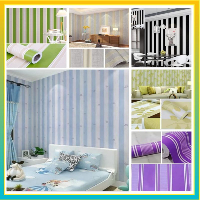 Jual WALPAPER STIKER DINDING KAMAR & RUANG TAMU MOTIF SALUR 45 CM X 9 METER | Shopee Indonesia