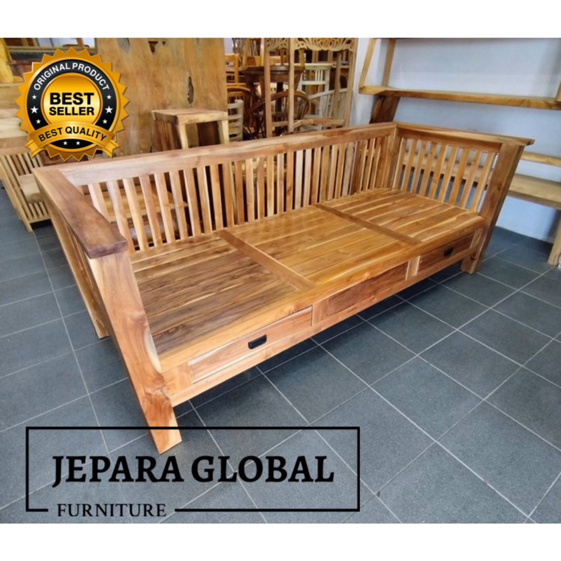 Jual Bangku Bale bale minimalis jati jati laci 2 termurah (bale jati ...