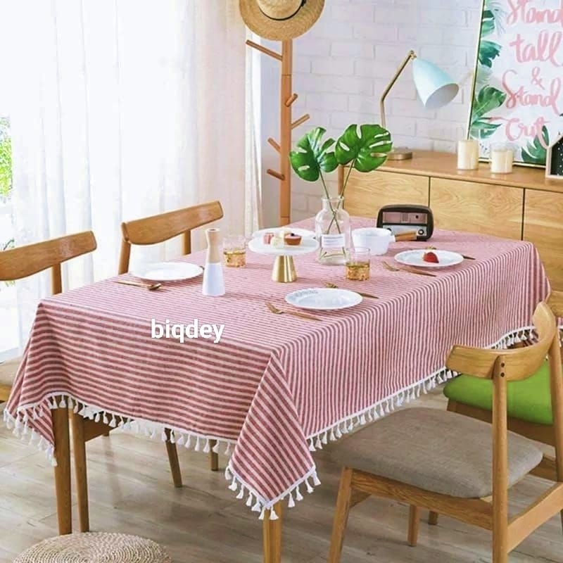 Jual taplak meja renda rumbai motif salur | Shopee Indonesia