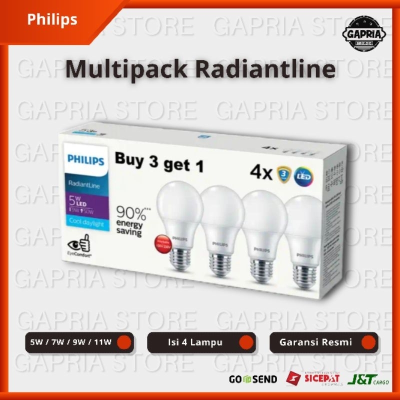 Jual Philips Multipack Radiantline 5w 5 Watt 7w 7 Watt 9w 9 watt 11w 11 ...
