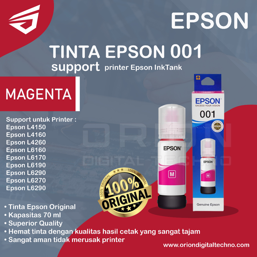 Jual Tinta Epson 001 Magenta 100% Original | Shopee Indonesia