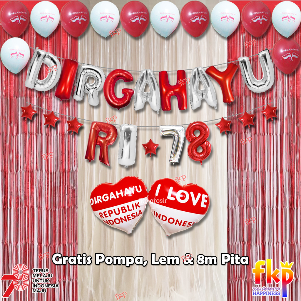 Jual FUN KIDS PARTY Paket Dekorasi Balon Dirgahayu RI / Balon HUT RI ...