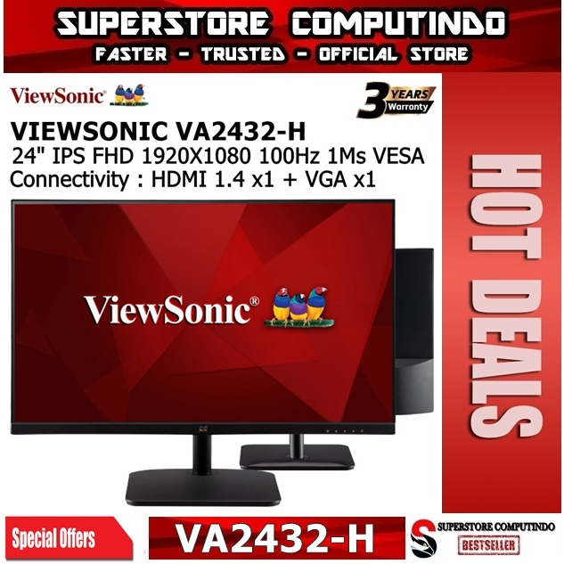 Jual Monitor LED VIewsonic VA2432-H | VA2432H 24" IPS 1080p 100Hz VGA ...