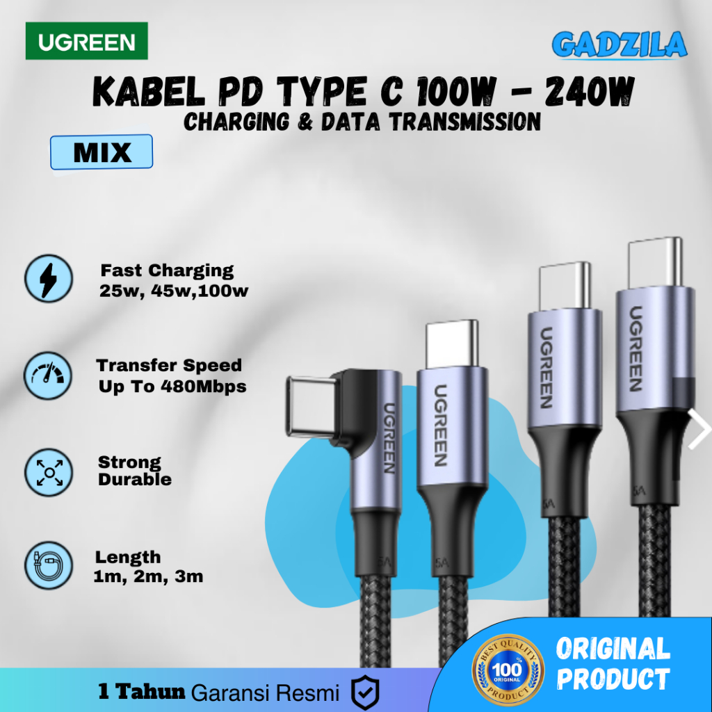 Jual UGREEN Kabel Data USB Type C To Type C 5A 100W Fast Charging ...