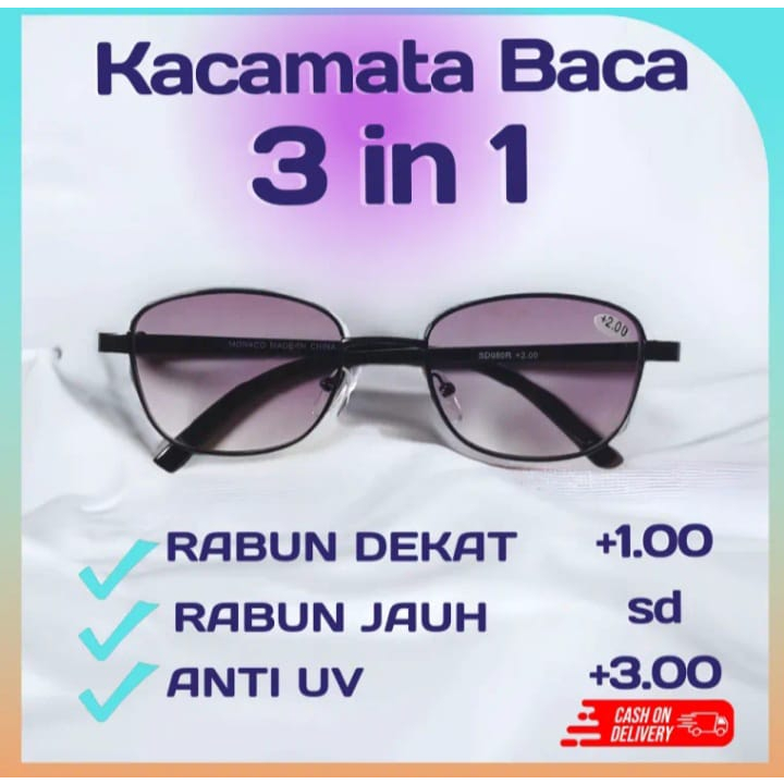 Jual Kacamata baca plus 3 in 1 Bisa Baca Dan Jalan + Anti Silau Lensa ...
