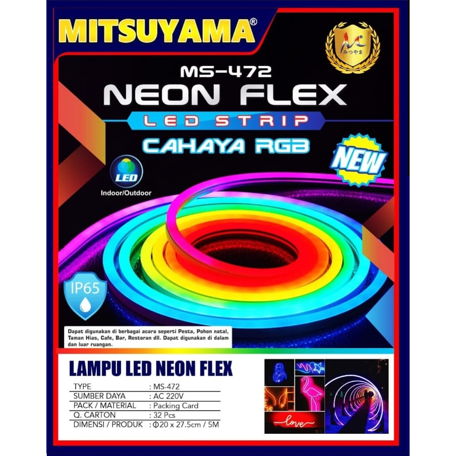 Jual LED neon flex + Adaptor / neon led strip MITSUYAMA MS-472 5 METER ...