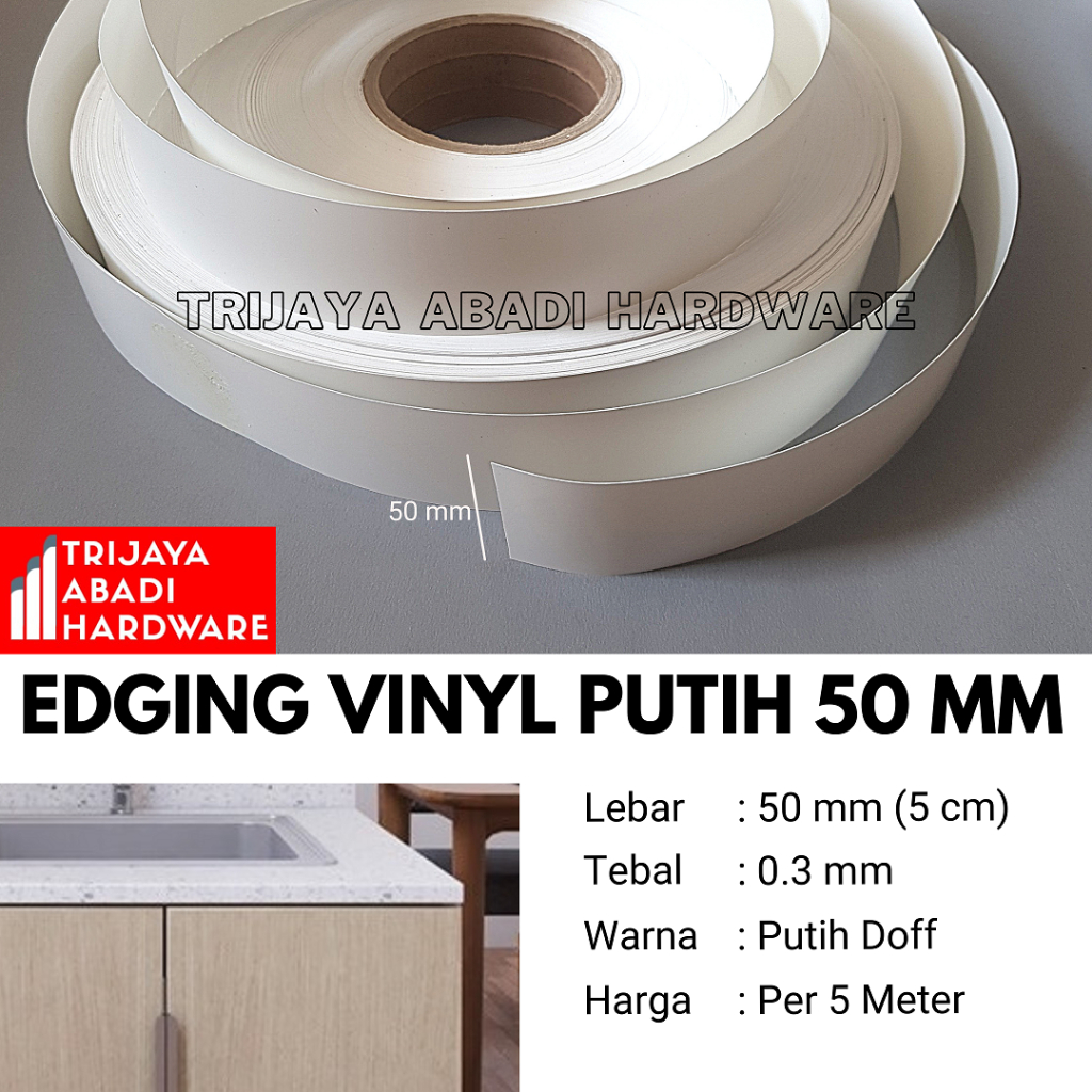 Jual Edging Vinyl Putih 50 mm (5 cm) Vinil Vynil Plimir 5 meter ...