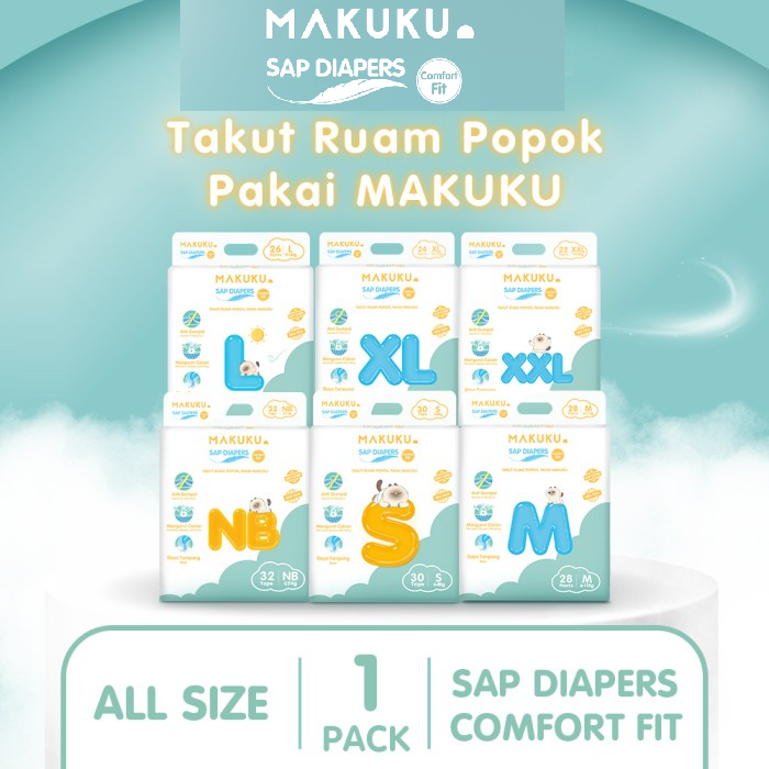 Jual MAKUKU SAP Diapers Comfort Fit Pants / Tape NB / S / M / L / XL ...