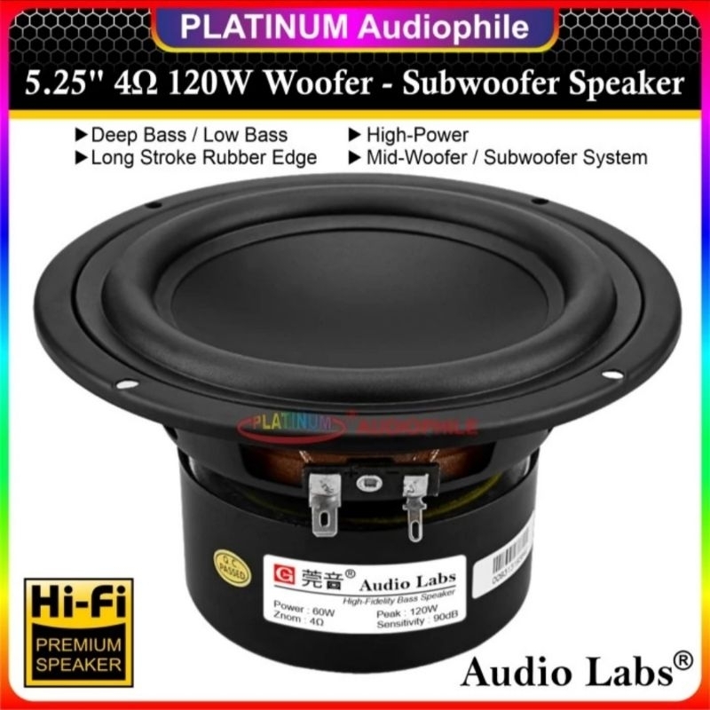 Jual Speaker 5.25 Inch Subwoofer Mid Woofer Low Bass Hifi Speker 4 ohm ...